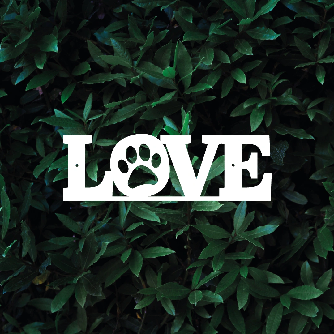 Skylt LOVE Hundtass 250x80mm - VOFF®
